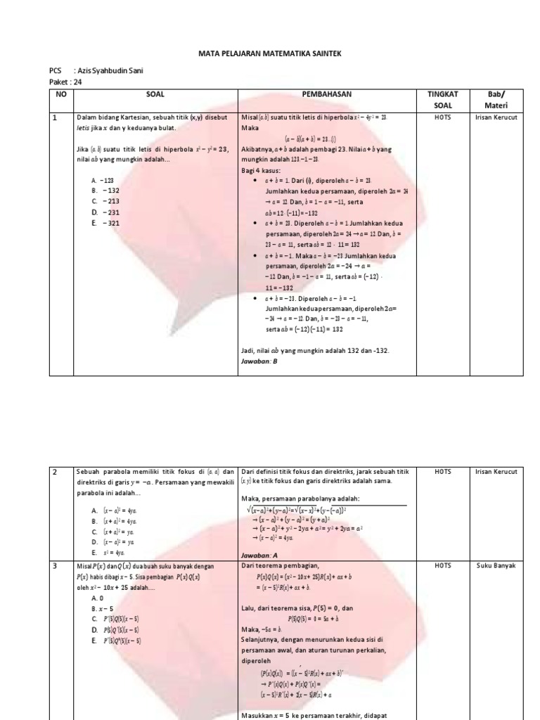 04 TO Ujian Mandiri 2022 (SAINTEK) - MatIPA | PDF