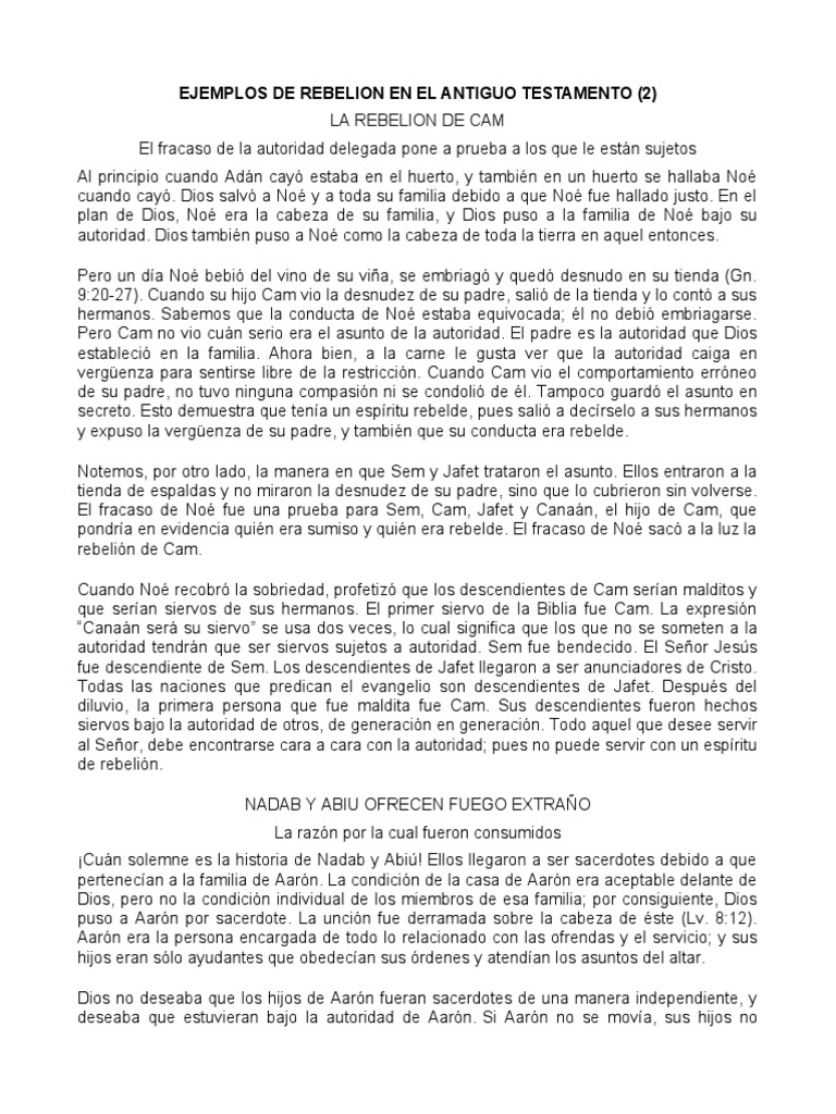 Ejemplos de Rebelion | PDF | Jamón (Hijo De Noé) | Noé