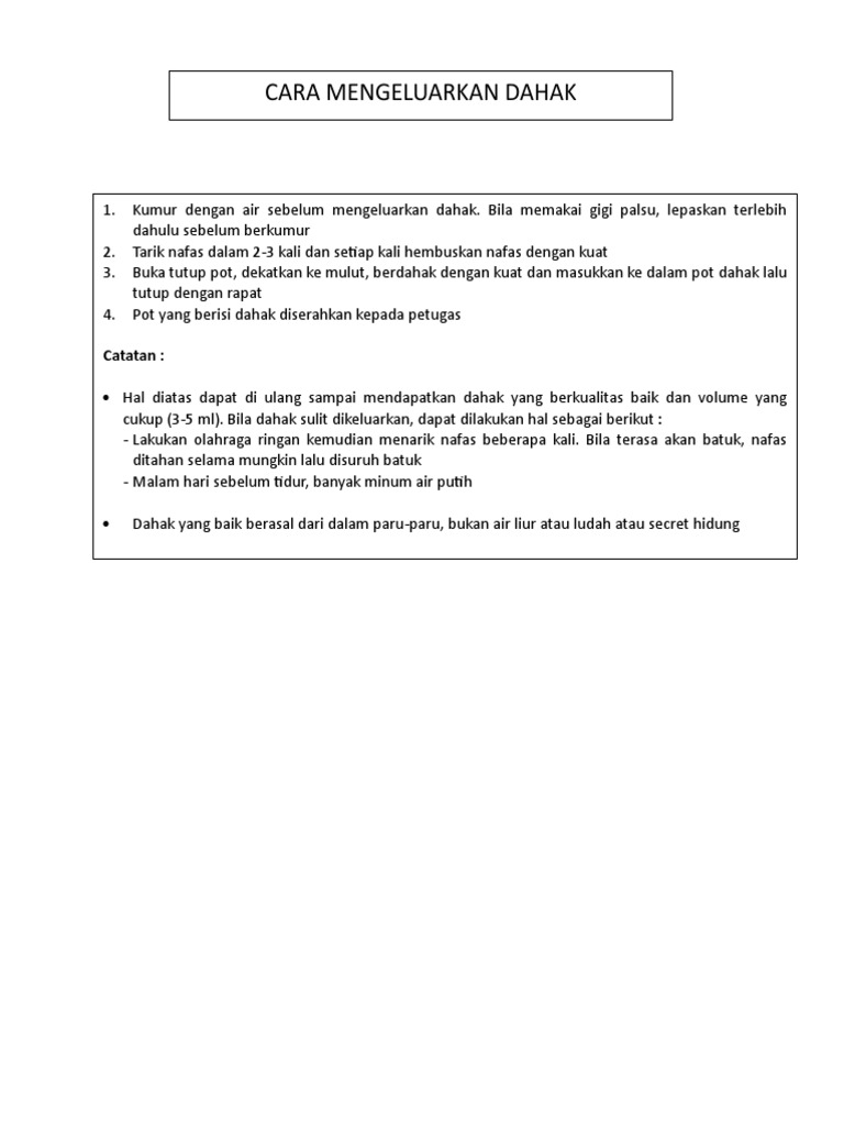 Prosedur Pengumpulan Dahak - Copy (2) | PDF