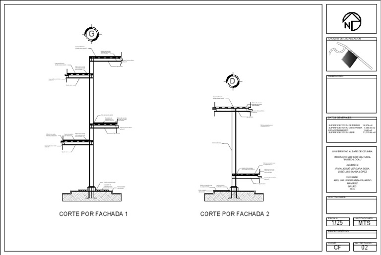 03 - Cortes Por Fachada | PDF | Hormigón | Materiales