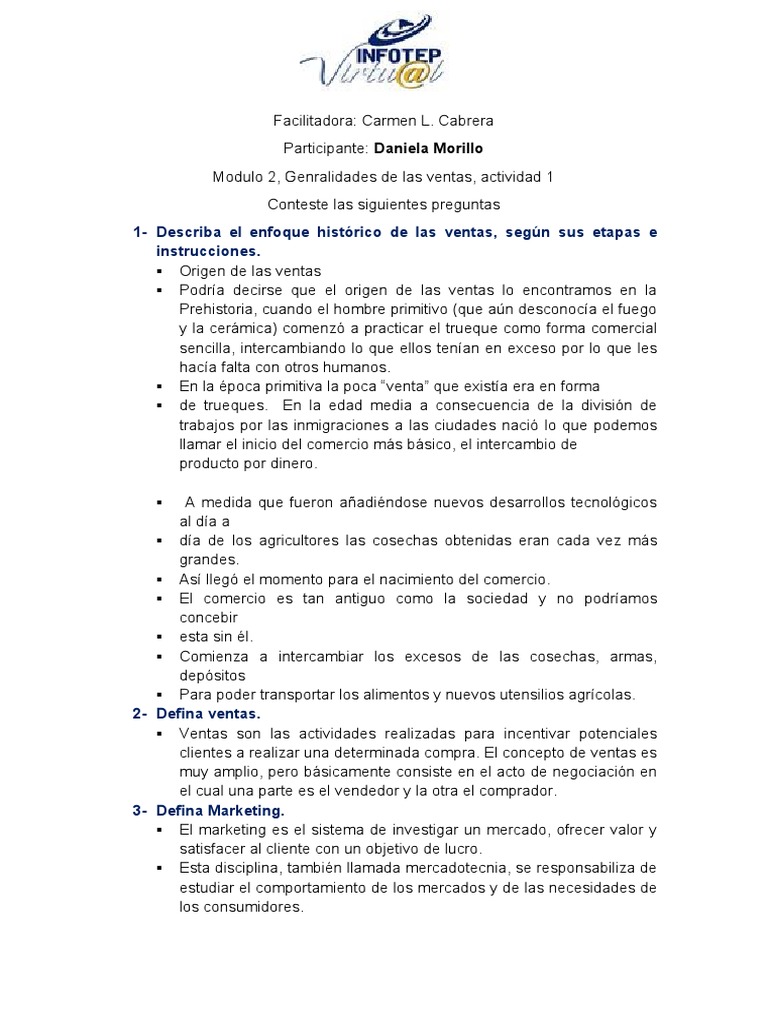 Actividad 1 Modulo 2 Basico De Ventas Morillo Pdf Marketing