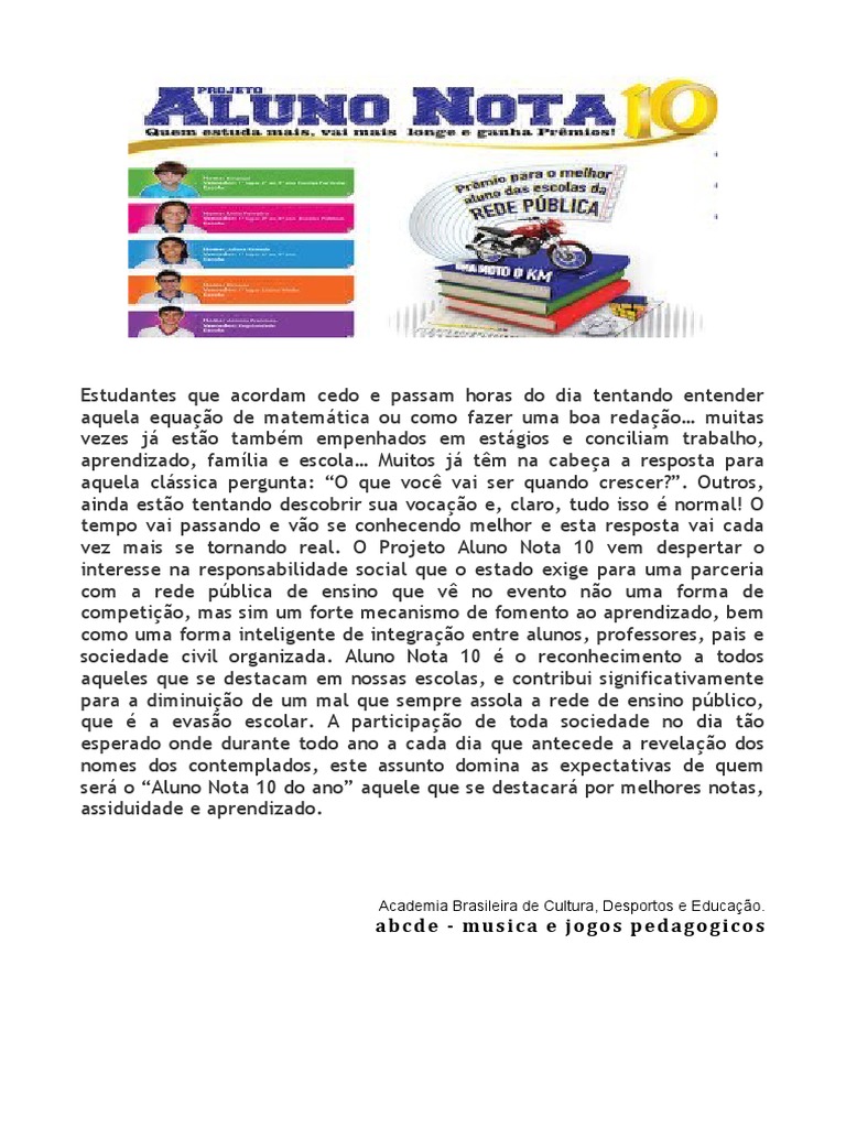 Aluno Nota 10 | PDF