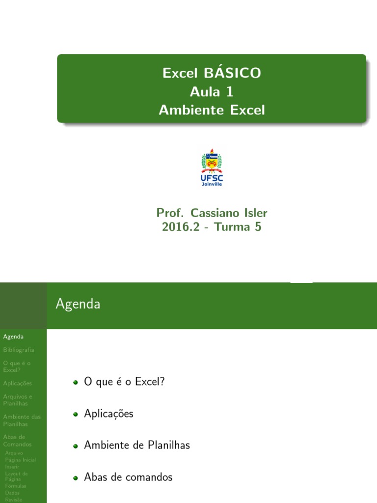 Aula 1 Ambiente Excel | Download grátis PDF | Microsoft Excel | Microsoft