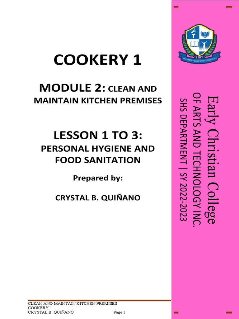 MODULE 2 Cookery | PDF | Waste | Hand Washing