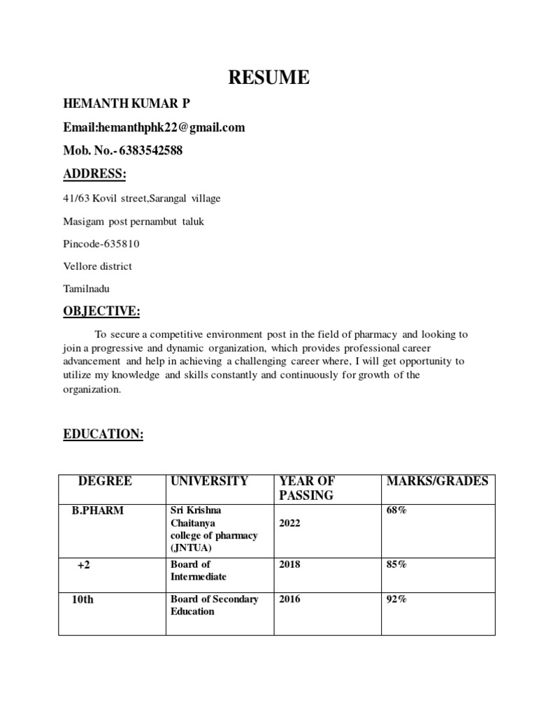Hemanth Resume | PDF