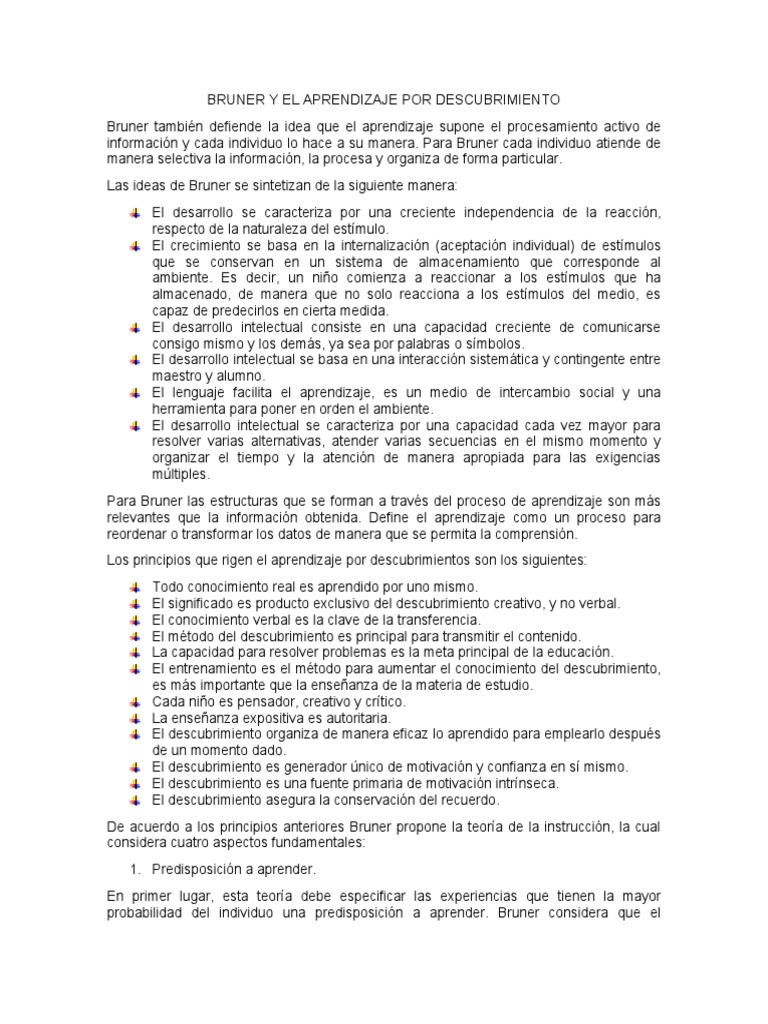 Teoría de Aprendizaje por Descubrimiento de Bruner | PDF | Aprendizaje ...