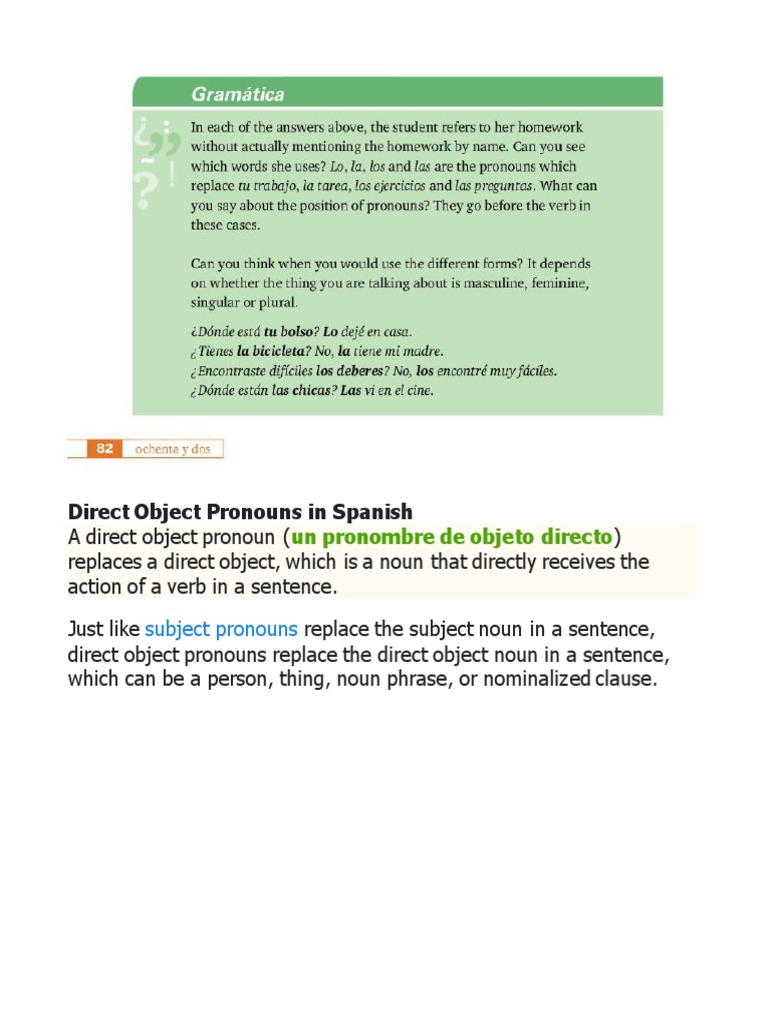 Direct and Indirect Object Pronouns NOTES | PDF | Grammatical Number | Verb