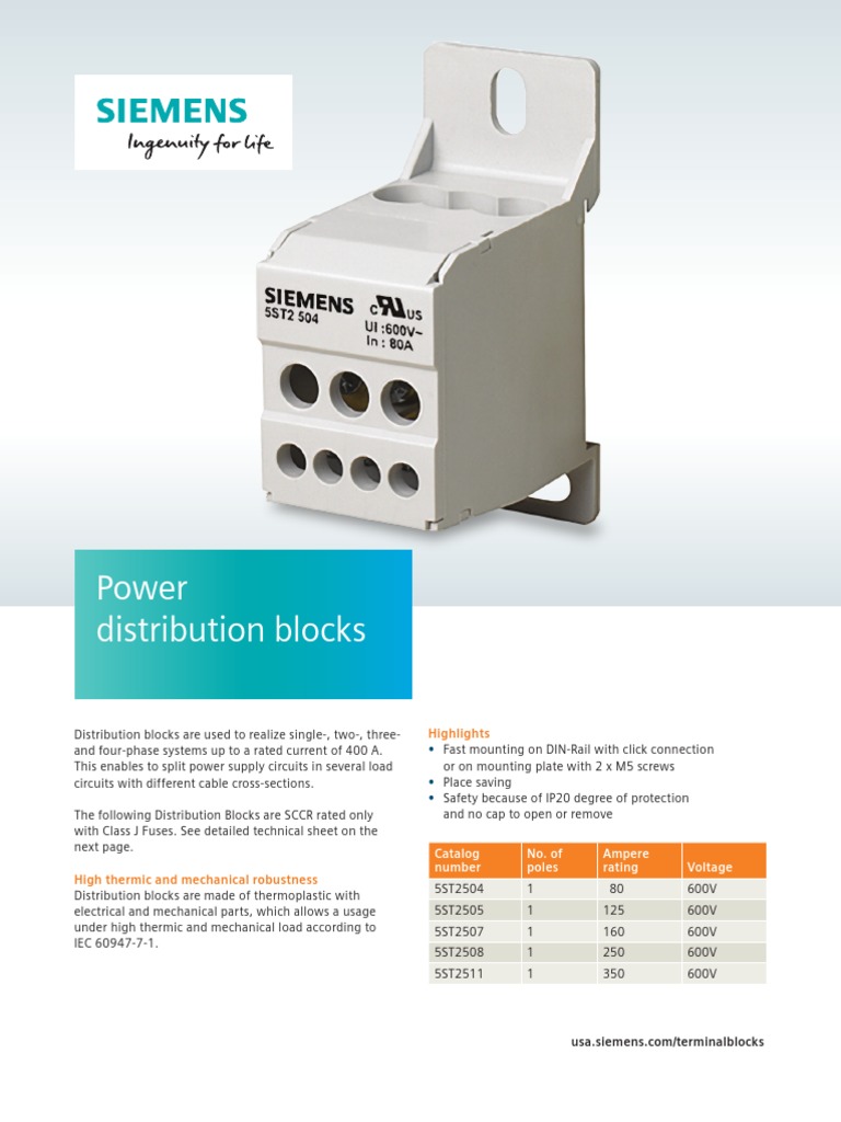 Sie BR Distribution Blocks | PDF | Electrical Wiring | Wire