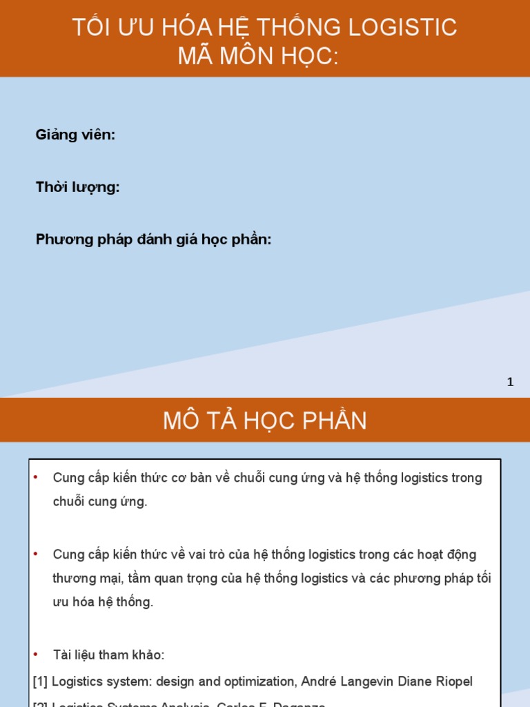 Chương 1 - Bài Giảng Logistics | PDF