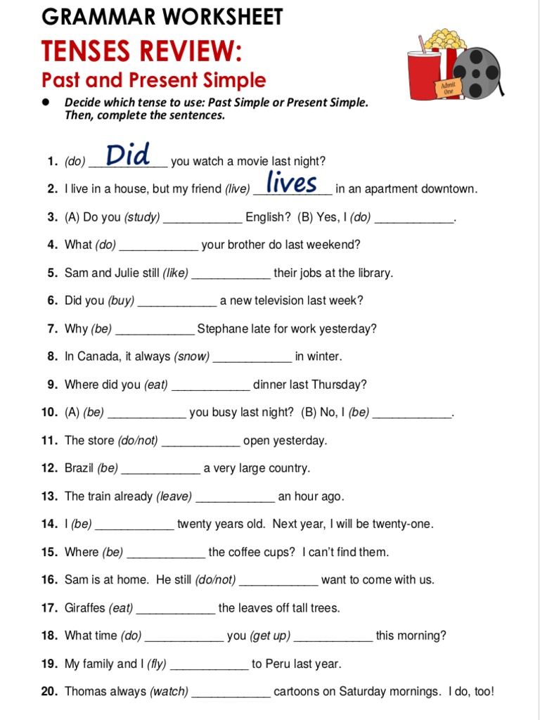 Verbal Tenses Worksheet | PDF