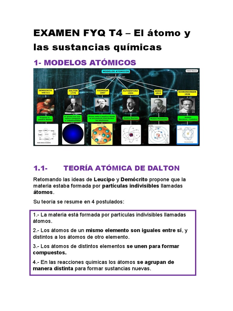 Examen Fyq T4 | PDF | Átomos | Núcleo atómico