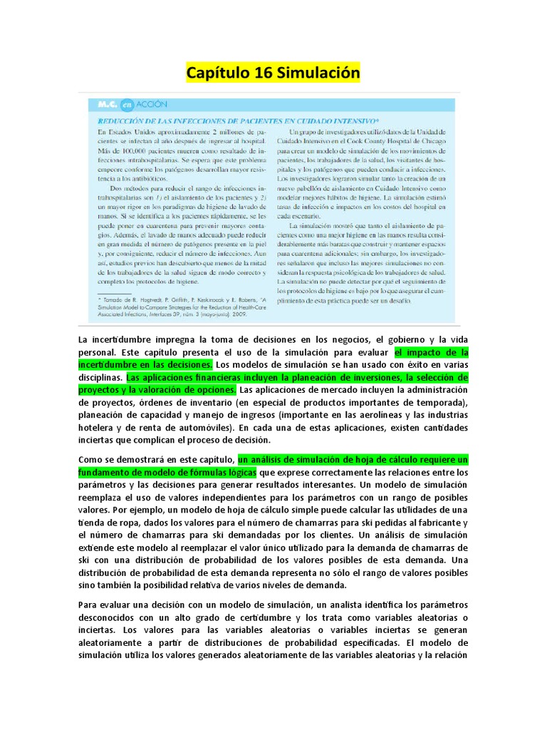 Capítulo 16 Simulación | PDF | Variable aleatoria | Simulación