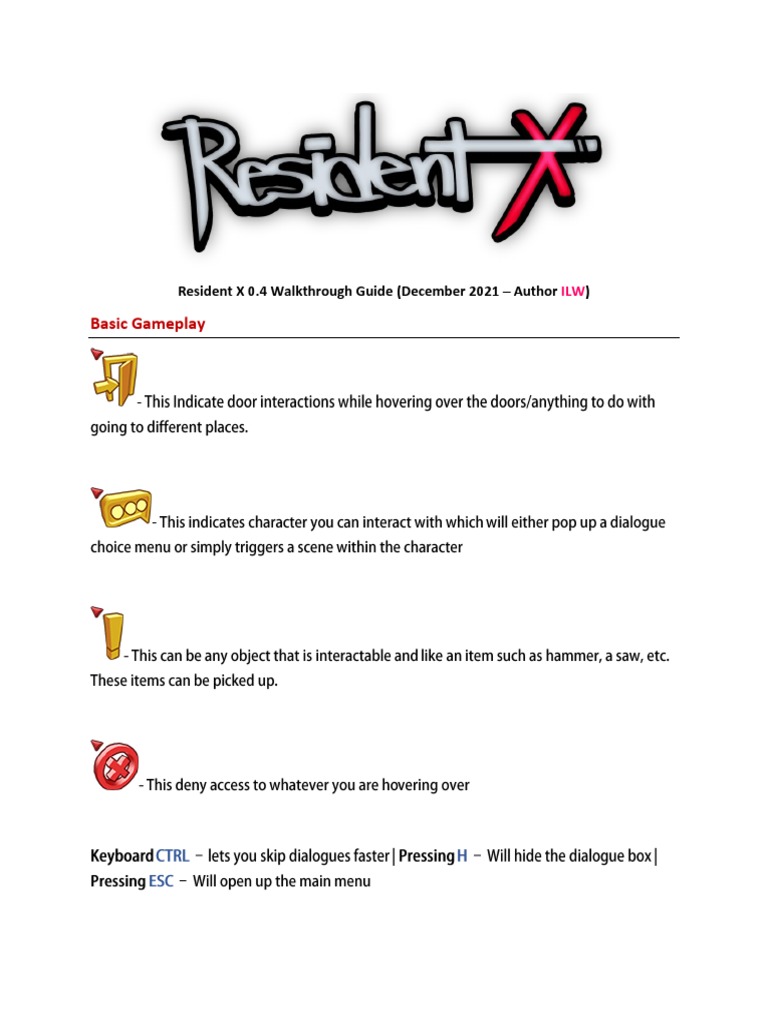 Resident X WalkThrough 0.4 | PDF