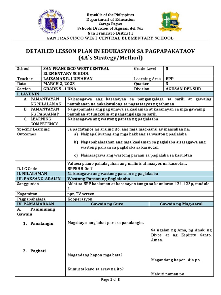 Lesson Plan 5 Epp (Repaired) | PDF