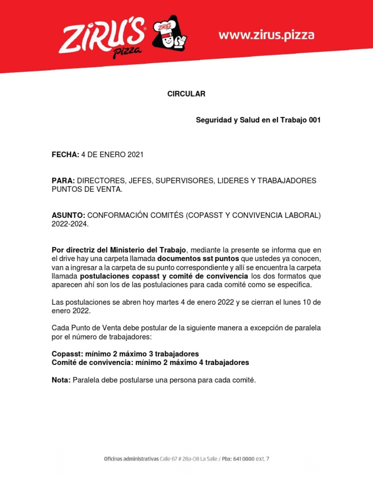 Circular SGSST 001 | PDF Circular SGSST 001 | PDF