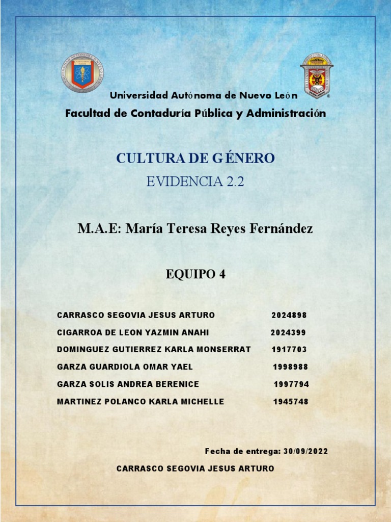 Equipo4 - Ev2.2 - Cultura de Genero | PDF