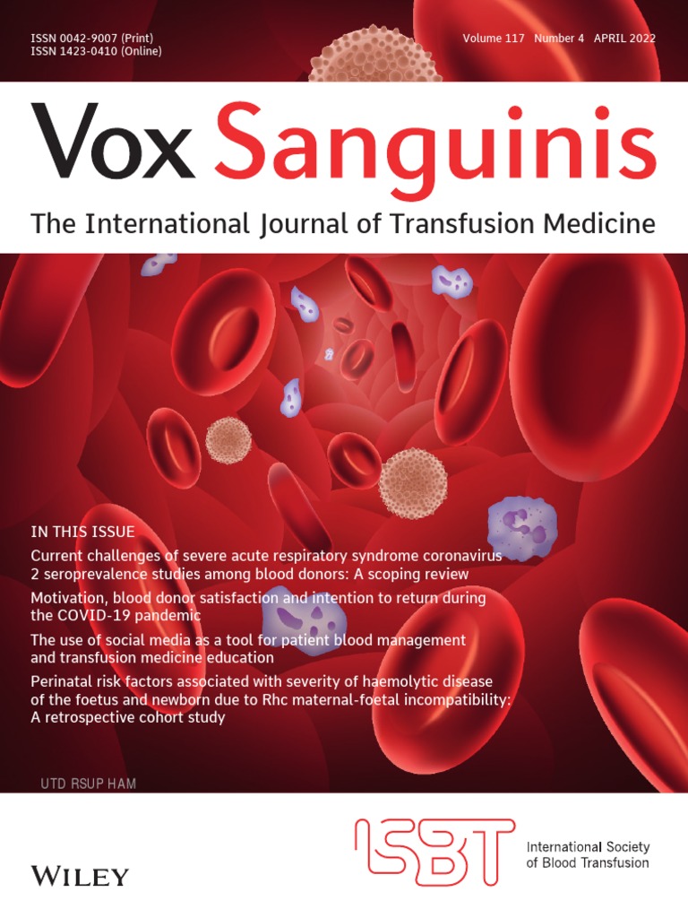 Vox Sanguin April 2022 - Opt1 | PDF | Medicine | Clinical Medicine