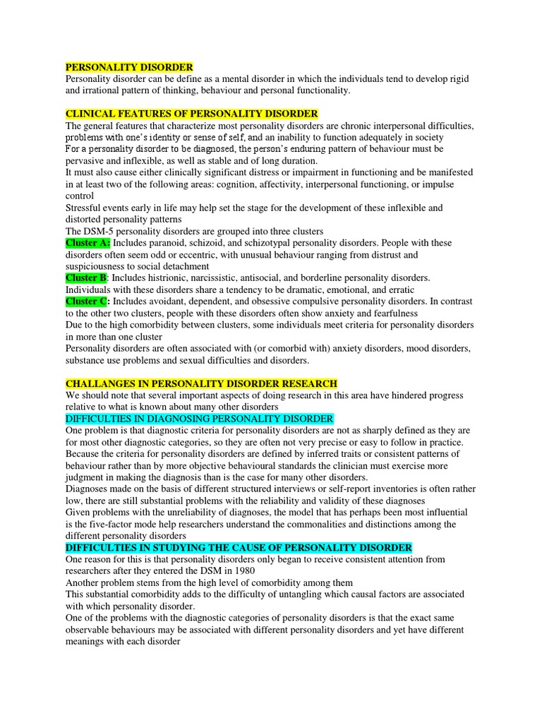 Personality Disorder | PDF | Borderline Personality Disorder ...
