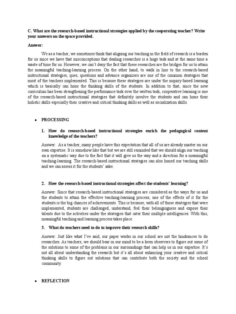 Field Study 1 Domain 1 Pedagogical | PDF | Teachers | Learning