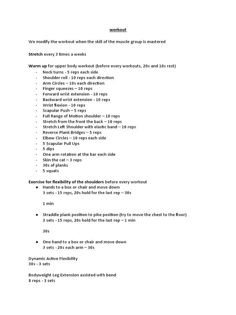 WORKOUT | PDF | Anatomical Terms Of Motion | Human Anatomy