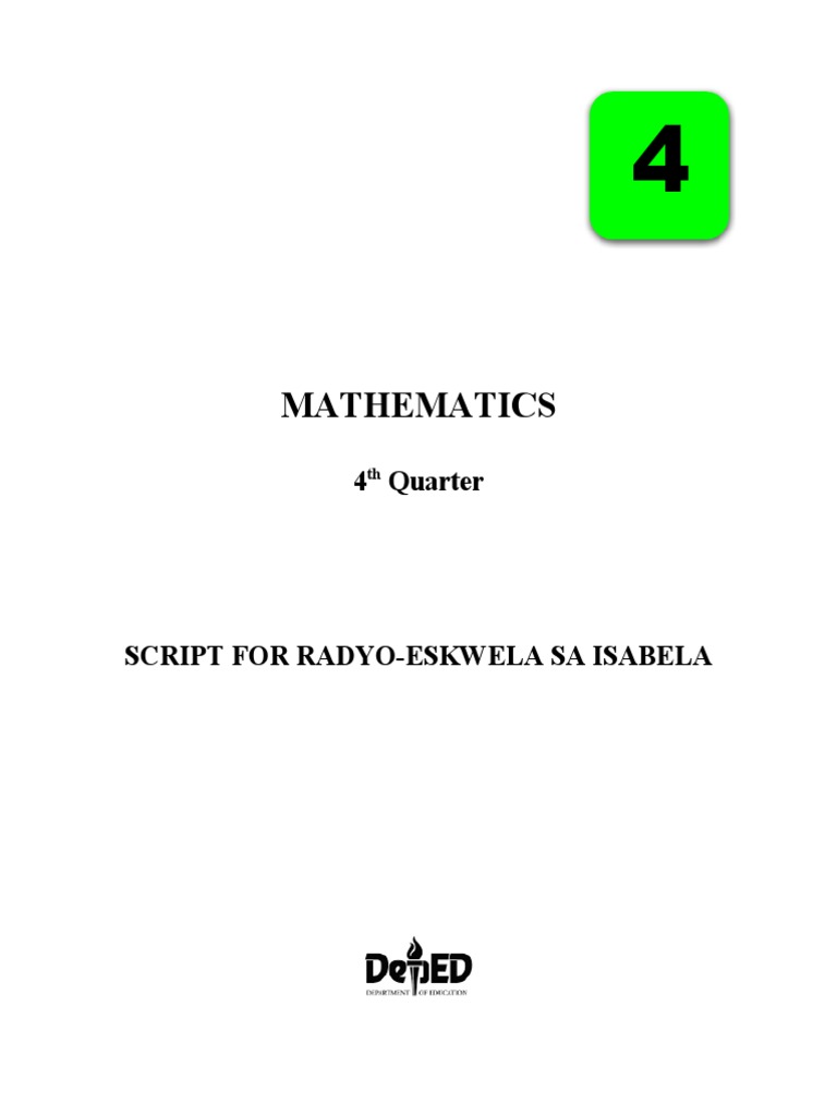 Sdo Isabela Rbi Math 4 - Episode 4 q4 | PDF | Volume | Litre