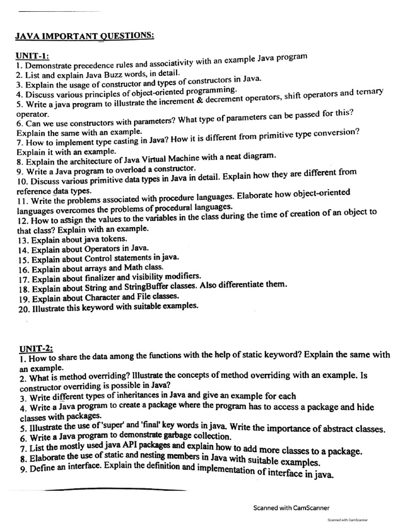 Object Oriented Programming Through Java R19 - IMP Q | PDF