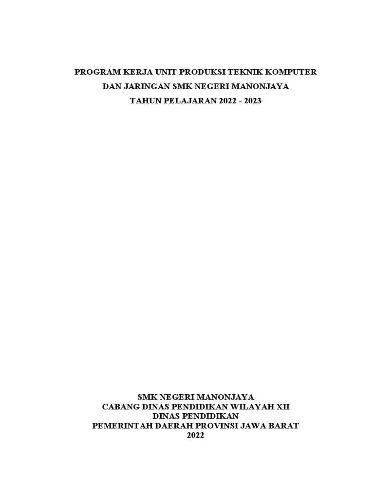 Program Kerja UP TKJ SMKN Manonjaya | PDF | Karier & Perkembangan | Bisnis