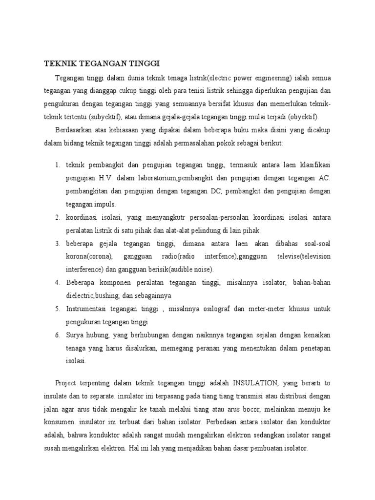 Teknik Tegangan Tinggi | PDF