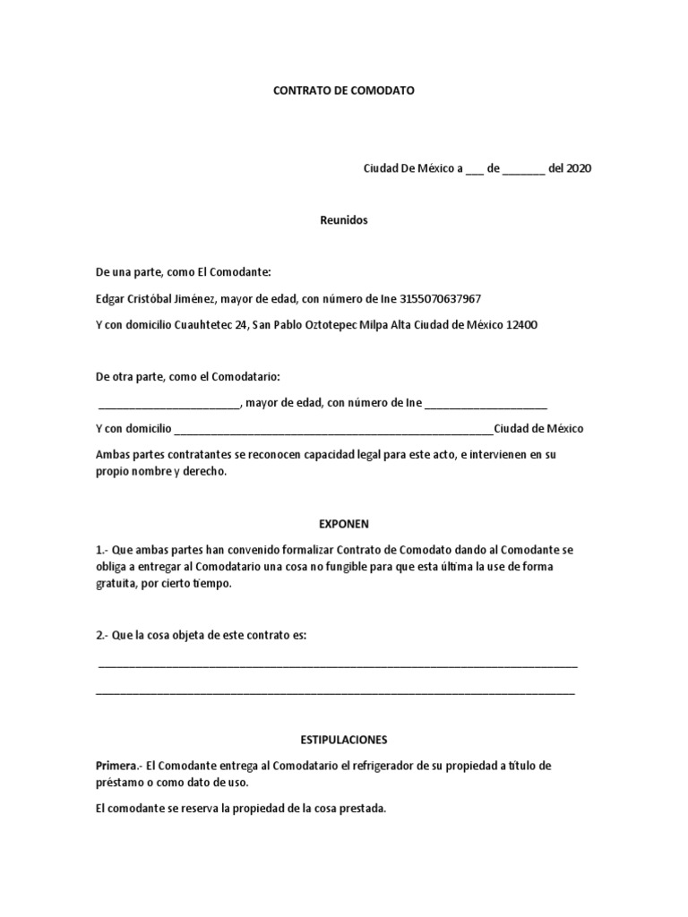 Contrato de Comodato | PDF | Justicia | Crimen y violencia