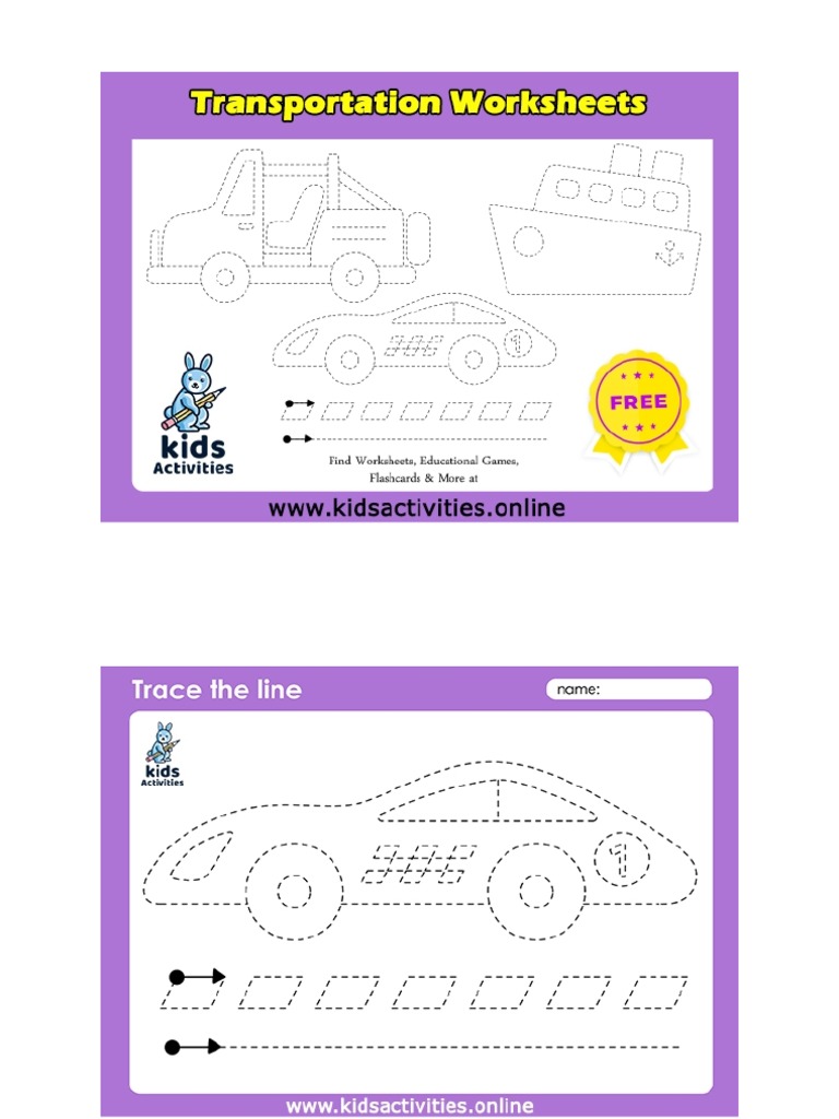 Free Printable Transportation Tracing Worksheets | PDF