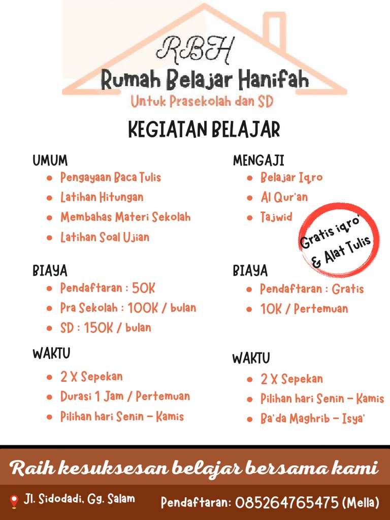 Brosur Rumah Belajar (1) | PDF