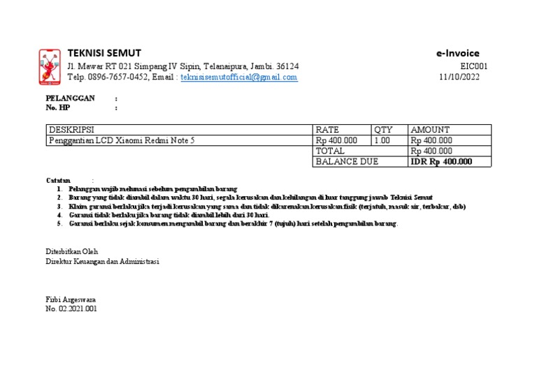 Invoice Untuk Customer | PDF