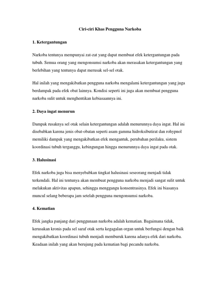 3. Ciri -Ciri Pecandu Narkoba | PDF