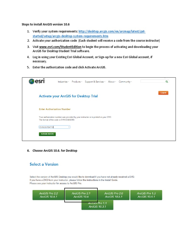 Install ArcGIS 10.6: Step-by-Step Guide | PDF | Arc Gis | Esri