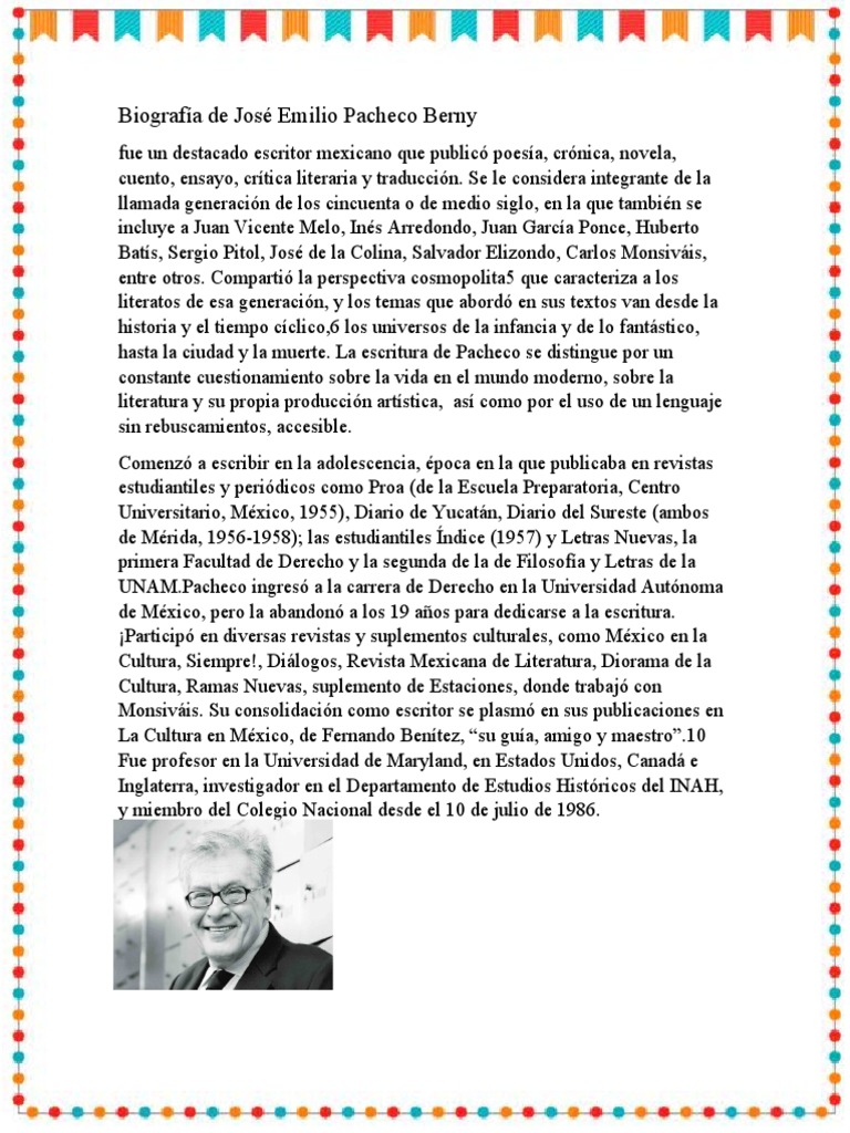 Biografía de José Emilio Pacheco Berny | PDF