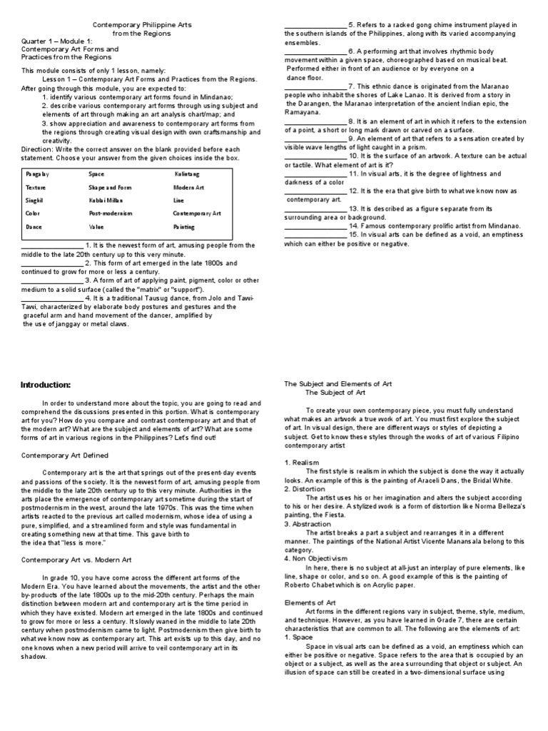 MD1 - Contemporary Philippine Arts | PDF | Dances | Shape