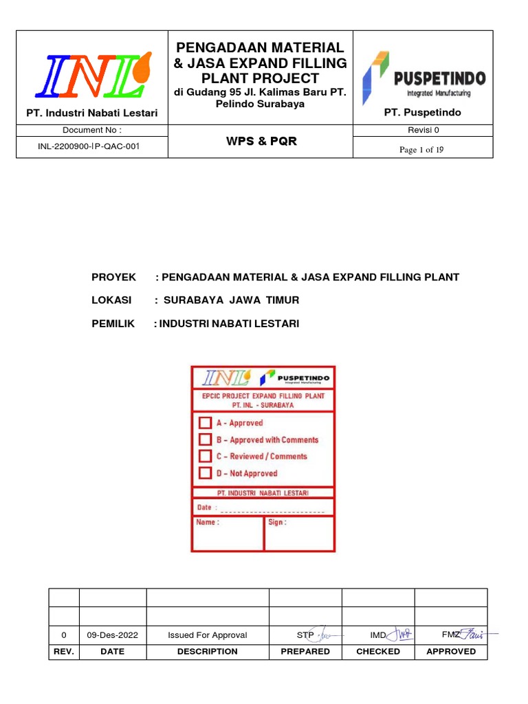 Material Procurement For Filling Plant Pdf Construction Welding