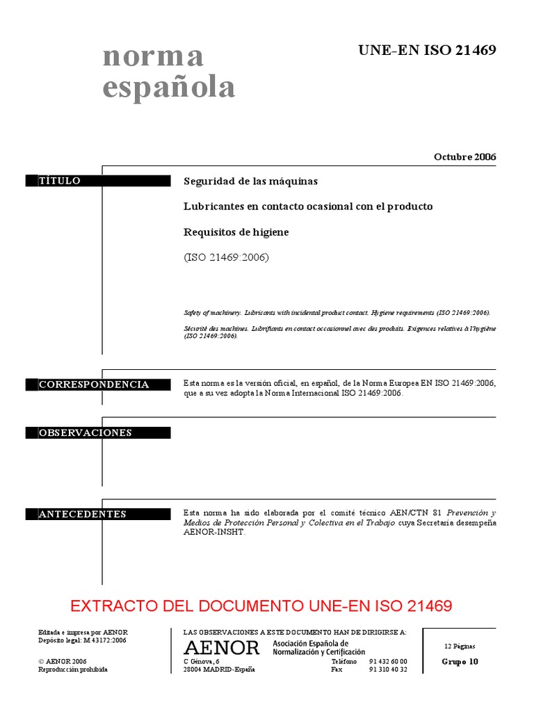 Requisitos de higiene ISO 21469:2006 | PDF