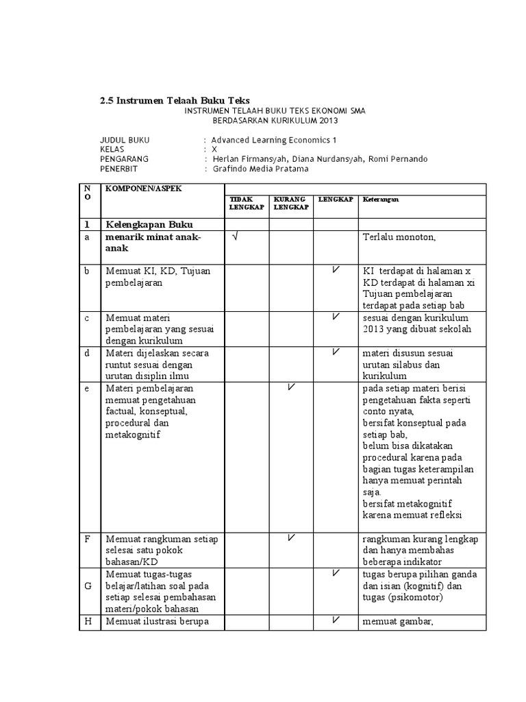Contoh Telaah Atau Kajian Buku Teks | PDF