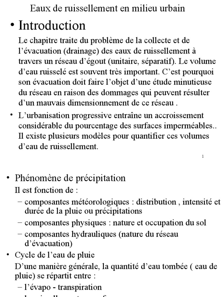 Chap 7 Réseaux D'égout Pluvial COURS | PDF | Pluie | Ruissellement