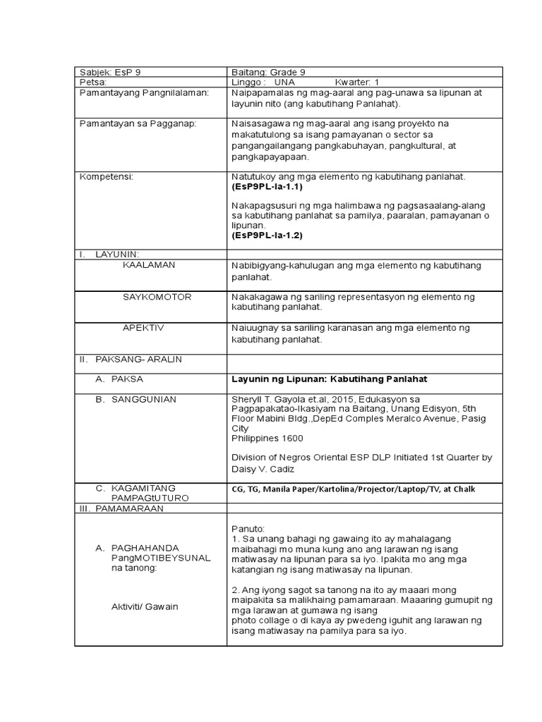 Esp.9 - Q1 - M1 PDF | PDF