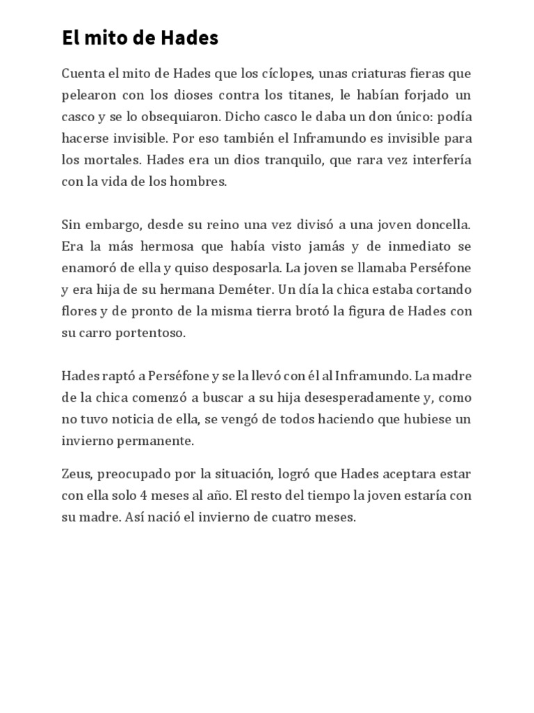 El Mito de Hades | PDF