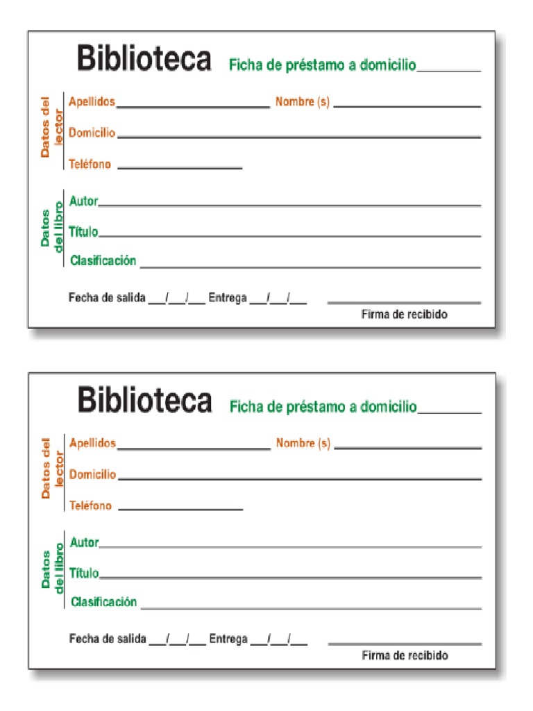 Fichas de Prestamo de Libros | PDF