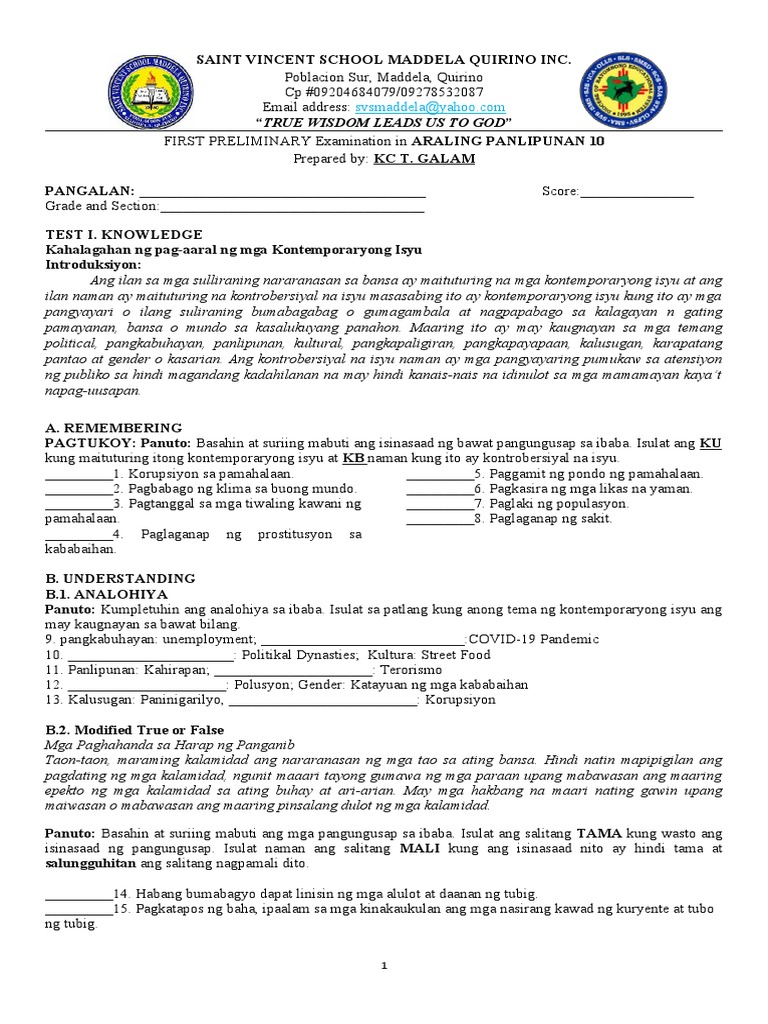 1ST Prelim Ap10 | PDF