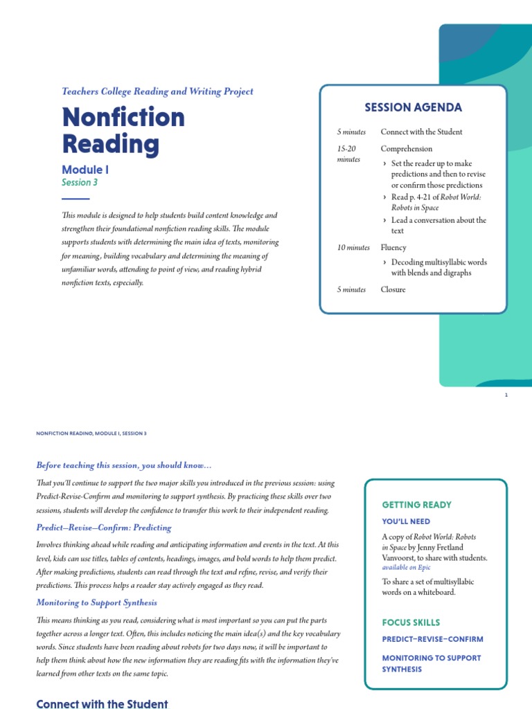 3-6 Nonfiction - Module 1 - Session 3 | Download Free PDF | Reading Comprehension | Cognition