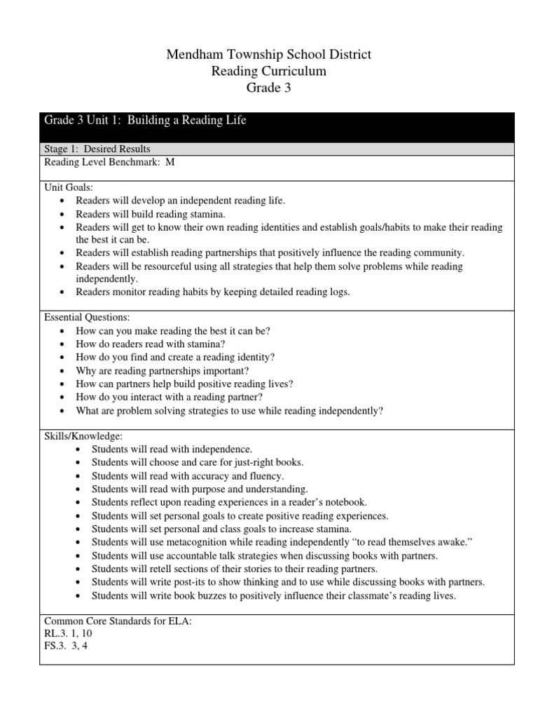 Grade 3 Reading Skills Development | PDF | Reading Comprehension ...
