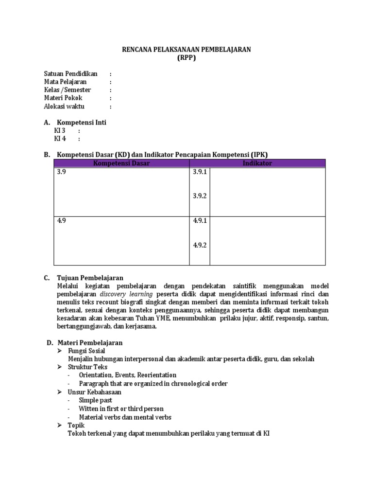 Format RPP K13 | PDF