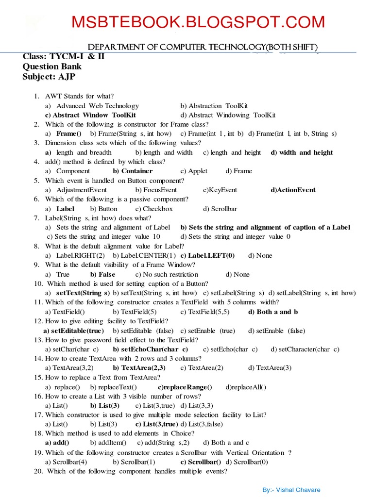 AJP Question Bank | Download Free PDF | Computing | Software Engineering AJP Question Bank | Download Free PDF | Computing | Software Engineering