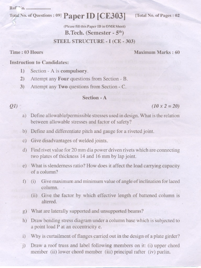 (WWW - Entrance-Exam - Net) - PTU B. Tech Civil Engineering-5th ...