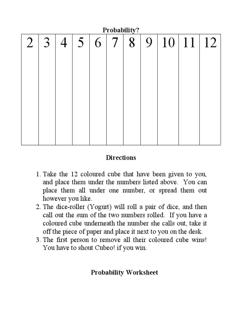 Probability Game | PDF | Probability